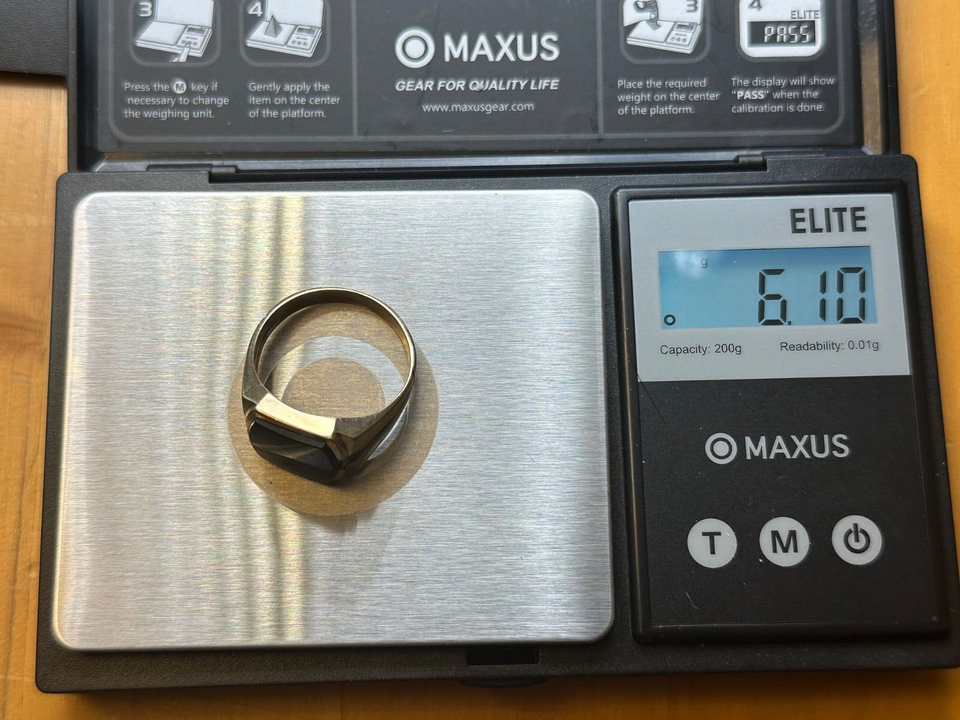 Vintage Black Onyx 10k Yellow Gold Size 11 Men's Ring 6.18grams | eBay