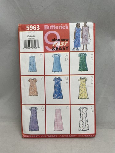 Butterick 5963 Fast Easy Girls Dress 12 14 16 Sewing Pattern Uncut | eBay