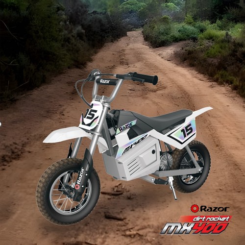 Razor MX400 Dirt Rocket 24V Electric Motocross Dirt Bike, White (Open ...