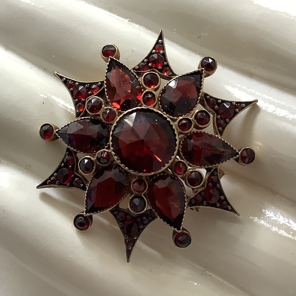 Antique 1900’s Victorian Bohemian Garnet Brooch Pin Also Converts To ...