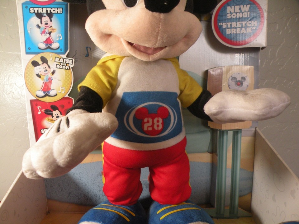 Disney Junior Stretch Break Mickey Mouse Plush Doll Dancing Singing Box ...