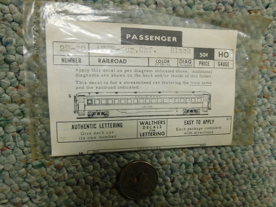 Walthers decals HO Passenger 22-80 ATSF Super Chief Pullman black ZZ316 ...