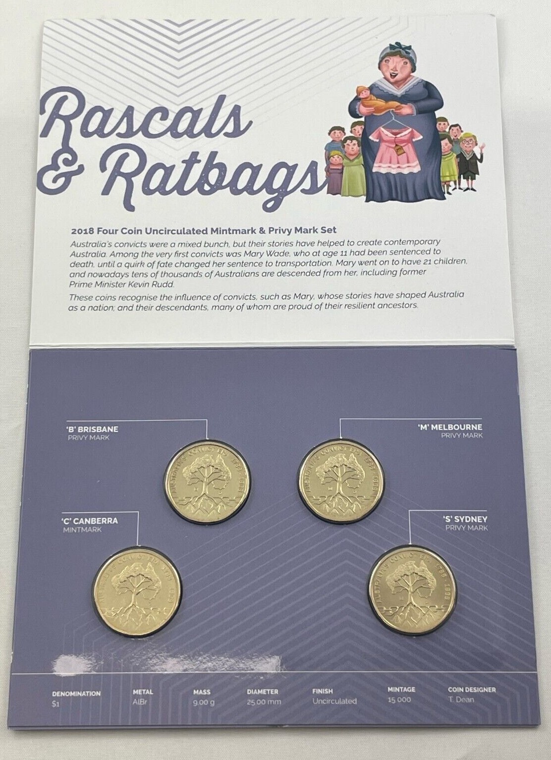 2018 $1 UNCIRCULATED Four Coin & Privy Mark Set - Rascals & Ratbags ...