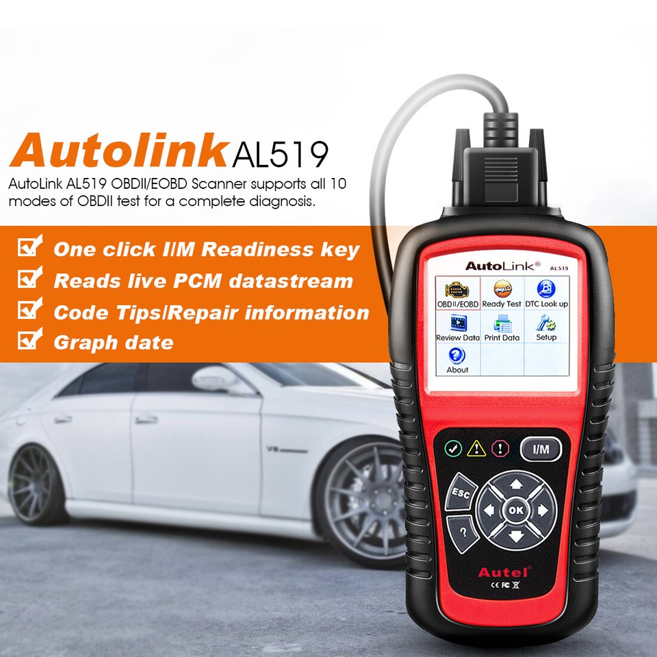 Autel AutoLink AL519 OBD2 Auto Diagnostic Tool CAN Fault Code Reader ...