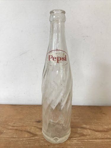 Vintage 60s 70s Thick Clear Glass Pepsi Cola Soda Bottle 9.5" Tall ...