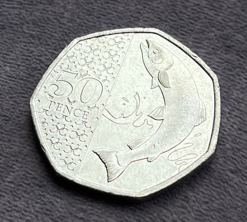 2023 Salmon 50p Coin Circulated - NO PRIVY MARK - Rarest Circulated ...