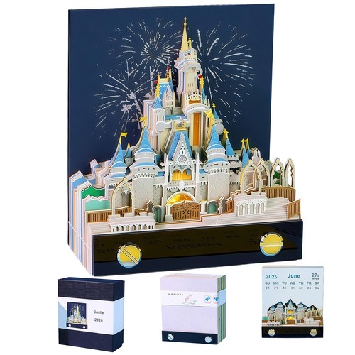 2026 Time Piece Calendar 3D Castle Desk Calendar Memo Pad Paper Tear ...