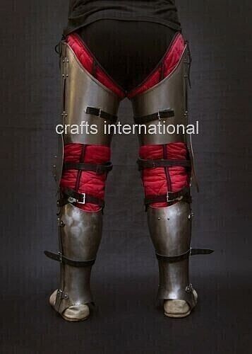18GA Steel SCA LARP Medieval German full Leg Armor With Greaves & Knee ...