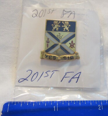 201st Field Artillery Regiment unit crest DUI insignia clutchback pin U ...