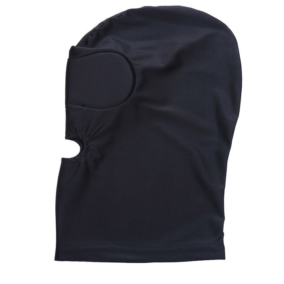 Black Bondage Full Hood Head Face Mask Open Eye Mouth Role Play Spandex ...