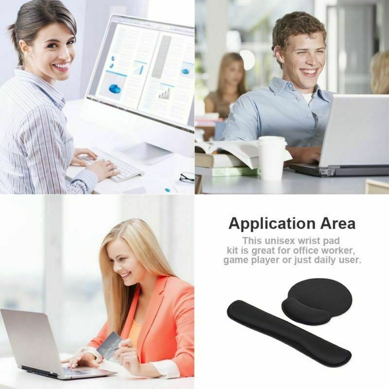 Black PC Laptop 2-in-1 Memory Foam Wrist Rest Pad Keyboard Mouse ...