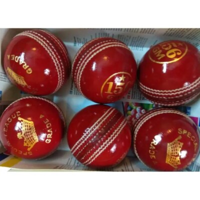 Cricket Red Hard Balls High Quality Leather Pack of 6 Hard Balls 50 ...