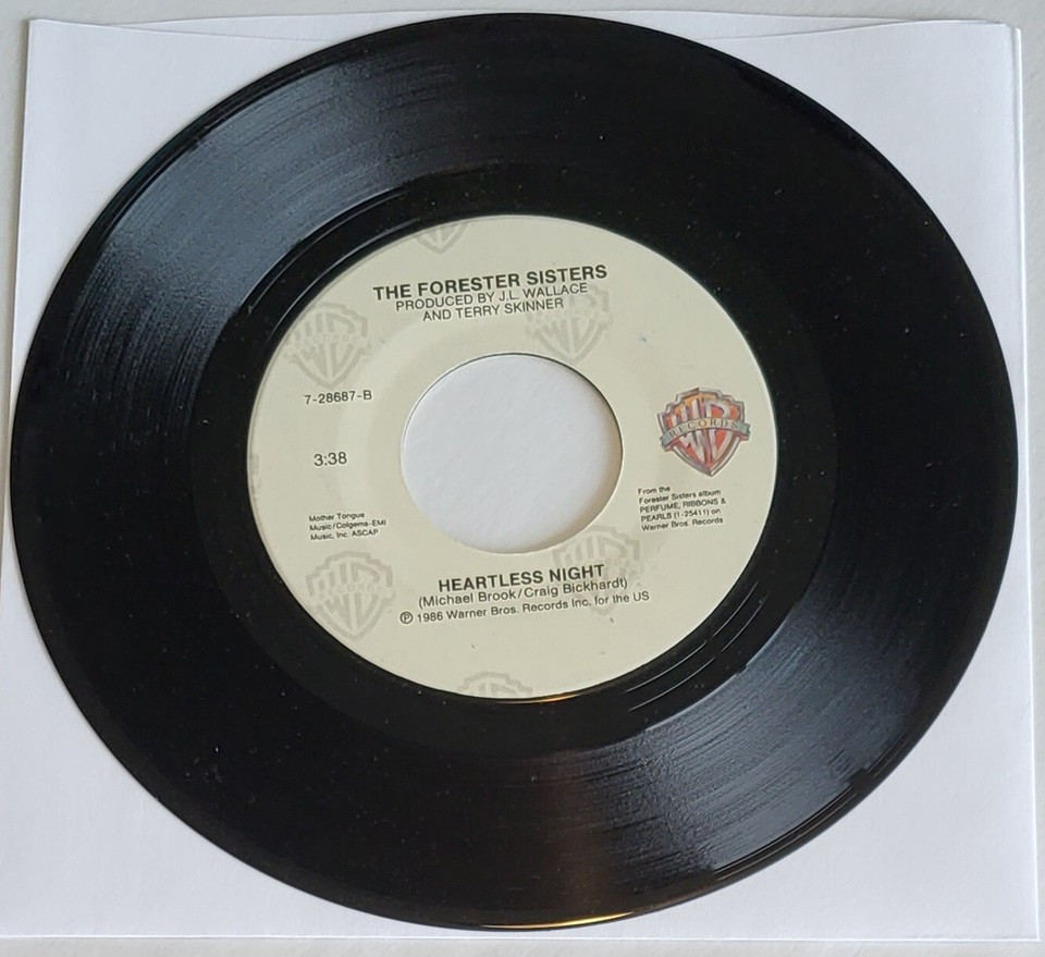 The Forester Sisters...."Lonely Alone & Heartless Night" 45 RPM 7 ...