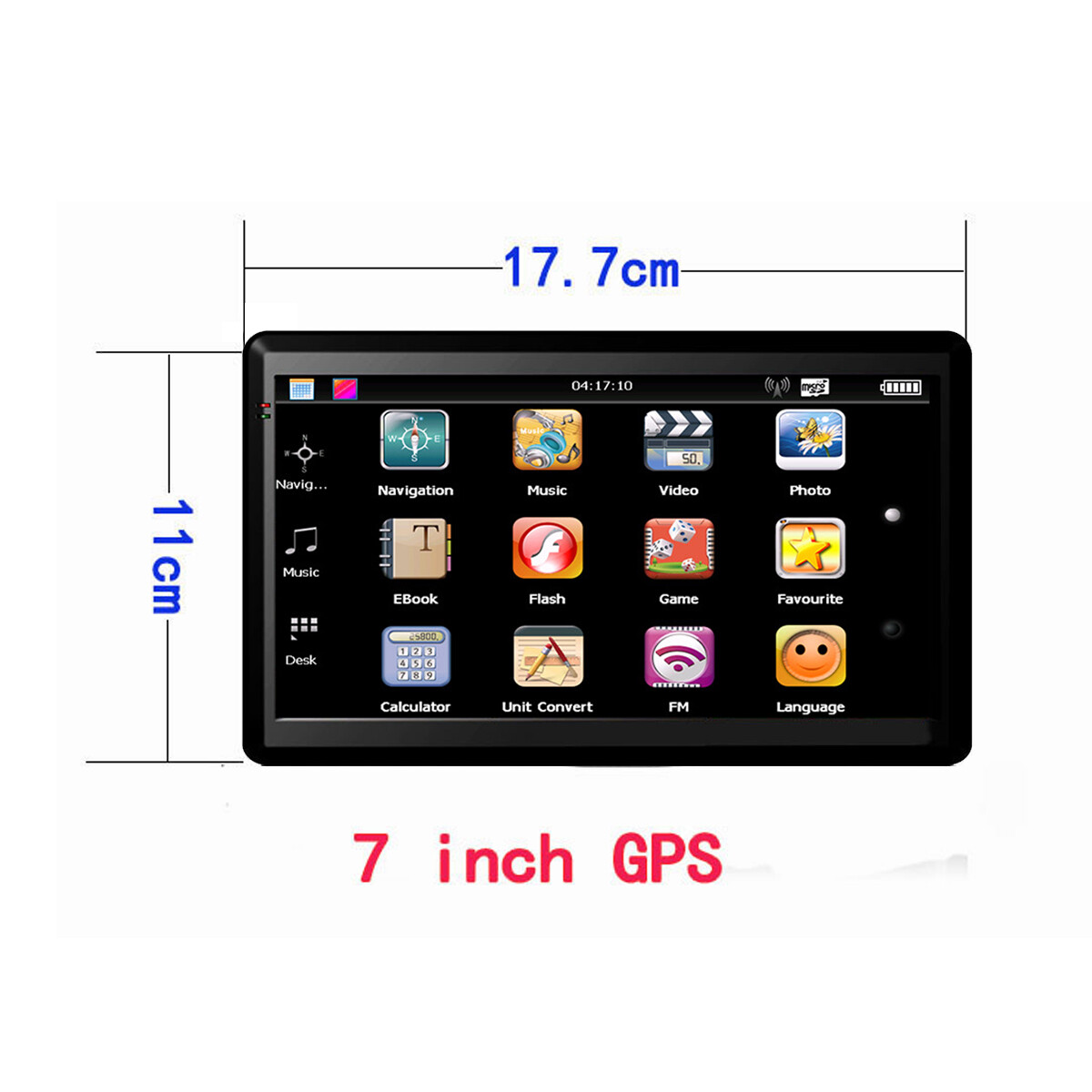 7in Car Sat Nav GPS Navigation 8GB Free Lifetime UK&EU Maps Touch ...