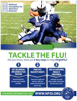 PRINT AD, 2019 NFID Tackle The Flu 3 Key steps Football Players Outland ...
