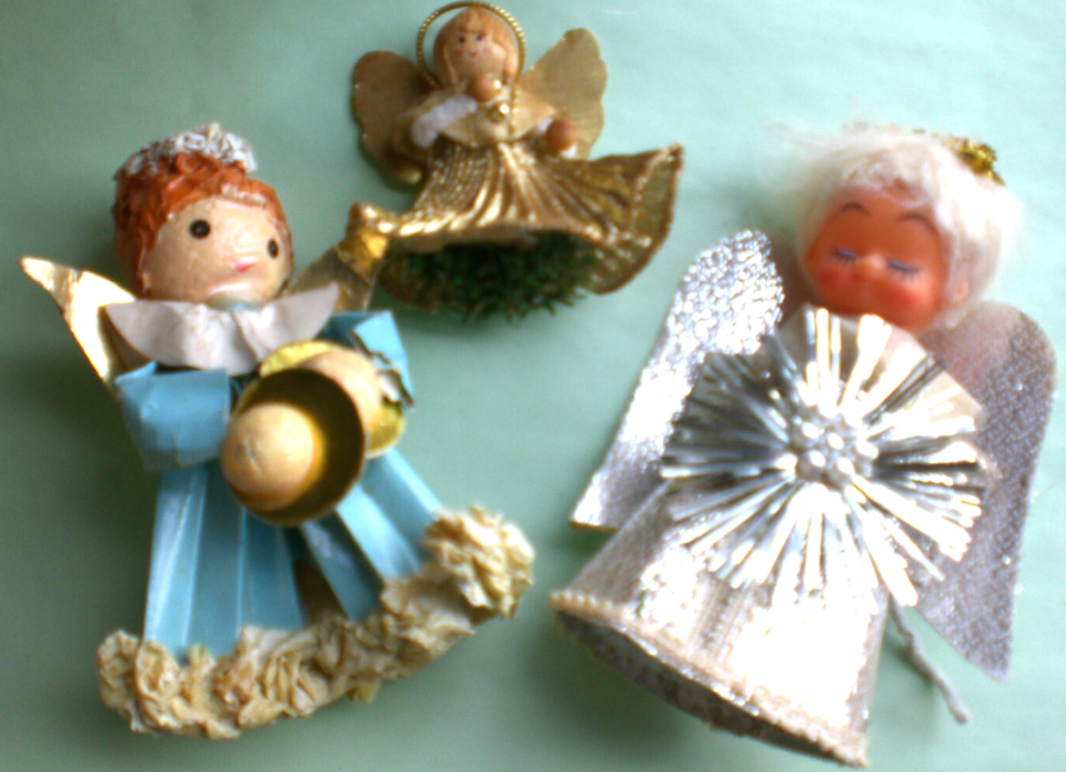 Lot of 5 Vintage Christmas Cardboard, Pipe Cleaners,Glitter Angel ...