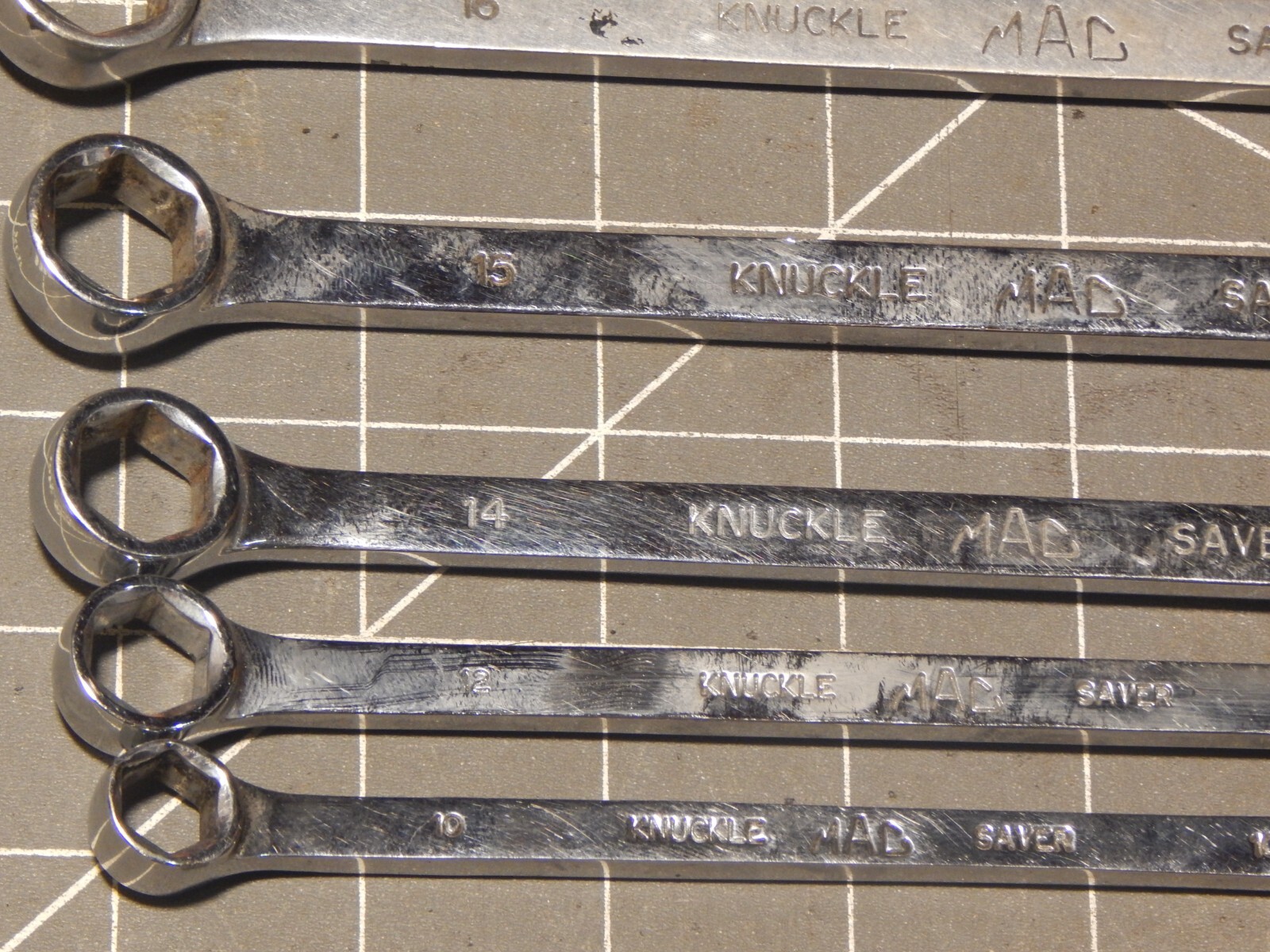 Mac 8Pc OF 10Pc Metric Long Knuckle Saver Combo Wrench Set 10MM 19MM ...