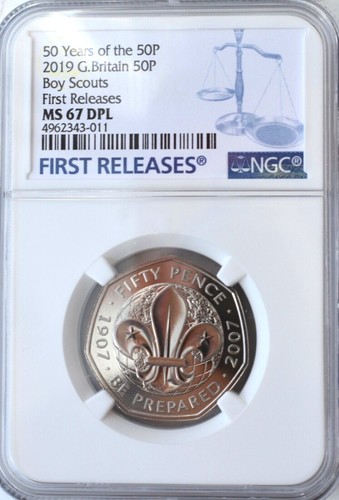 2019 Boy Scouts 50p NGC MS67 DPL Fifty Pence Britain Royal Mint UK ...