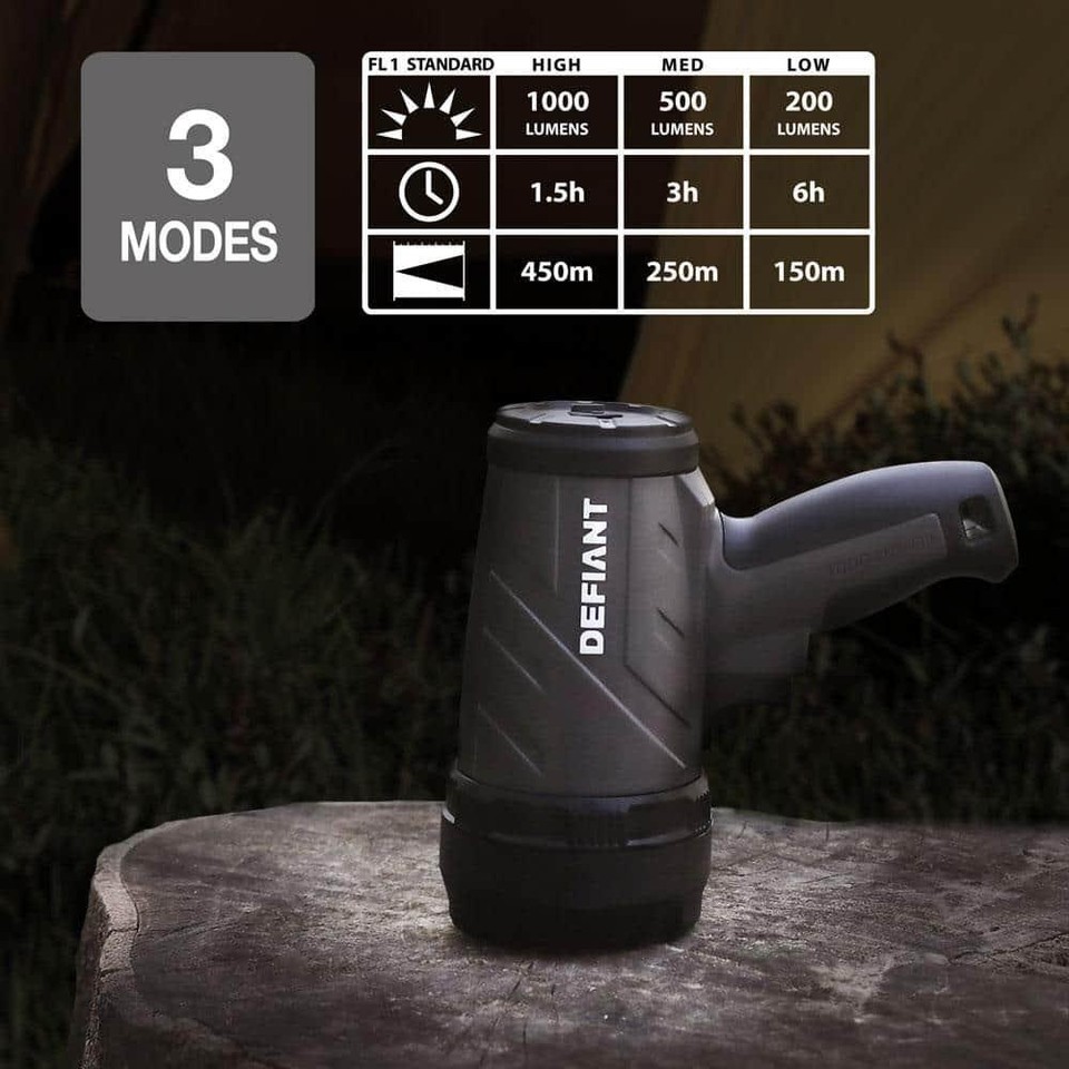 Defiant Rechargeable Spotlight 1000 Lumens LED Compact 3 Mode with USB ...