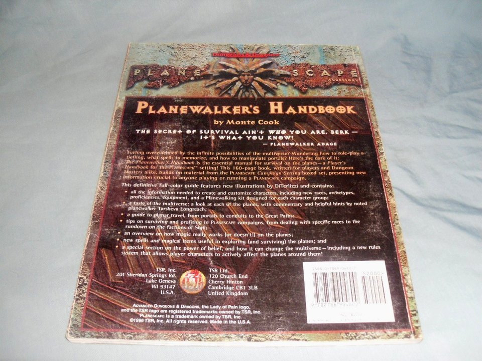 AD&D PLANESCAPE AID - THE PLANEWALKER'S HANDBOOK (RARE 1996 1ST ...