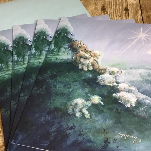 Set 4 Vintage Mary Hamilton Hallmark Christmas Cards Die Cut Shepherd ...