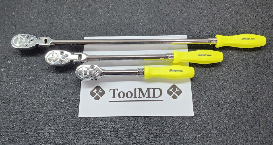 Snap-on Tools USA NEW 3pc HIGH VIS 1/2" Dr. Fixed Flex-Head Ratchet Set ...
