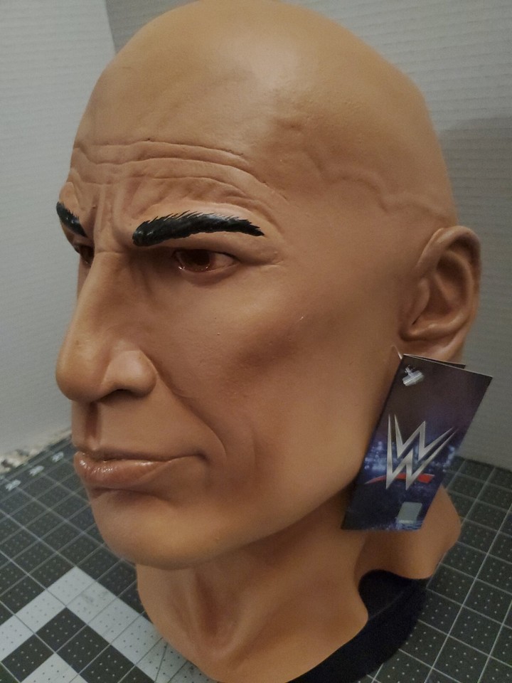 WWE Pro Wrestling The Rock Latex Halloween Mask Dwayne Johnson Black ...