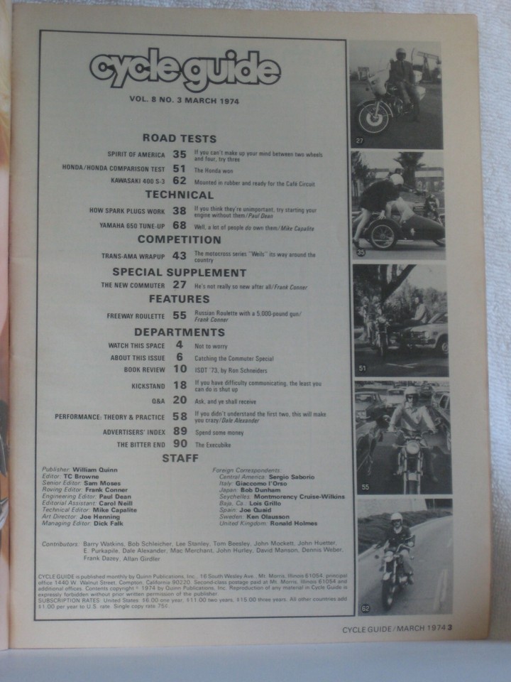 Cycle Guide Magazine - March 1974 | eBay