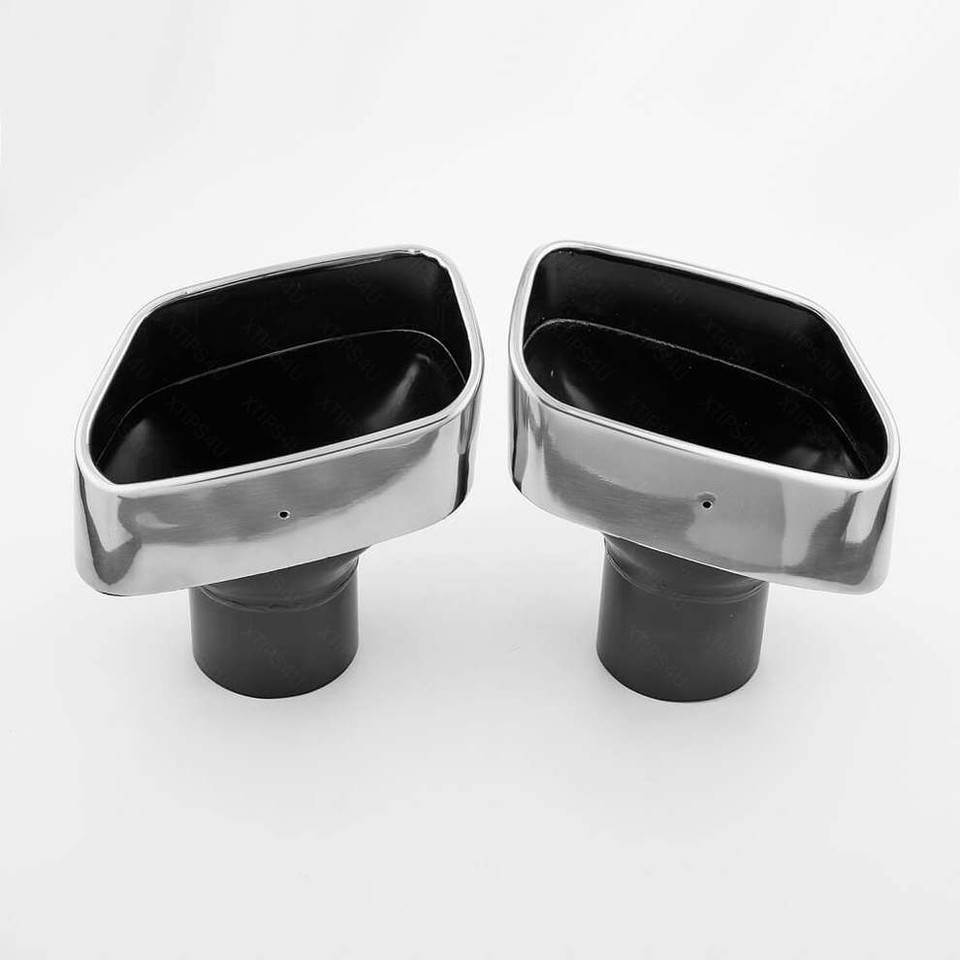 3" inlet Slant Square Stainless Steel Exhaust Tips Outlet Inside Black ...