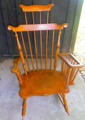 Tell City Rocking Chair with attached magazine rack and extended back ...