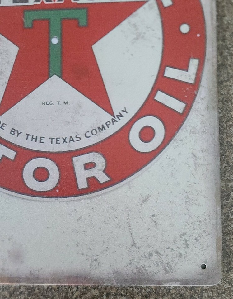 Texaco ~ Gasoline Motor Oil ~ Metal Sign ~ 8" x 11.75" ~ Made By The ...