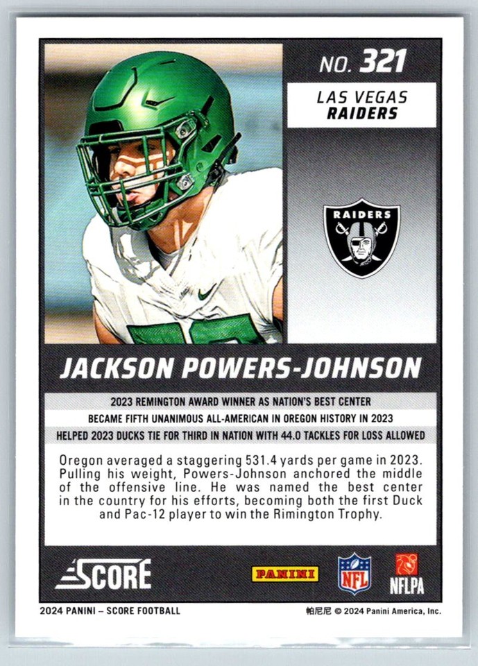 2024 Score #321 Jackson Powers-Johnson Rookie Card (RC) | eBay