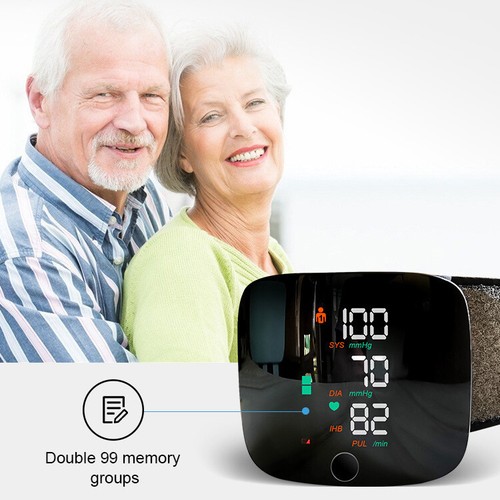 Automatic Wrist Blood Pressure Monitor BP Machine Cuff LCD Heart Rate ...