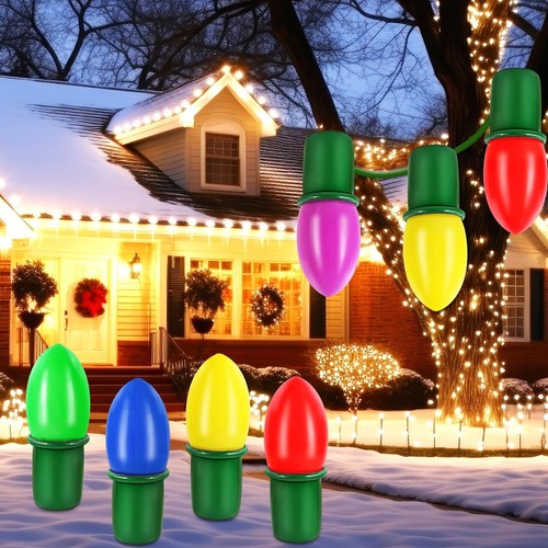 5 Pcs 47.2 Inch Giant Inflatable Christmas Light Bulbs Outdoor Xmas ...