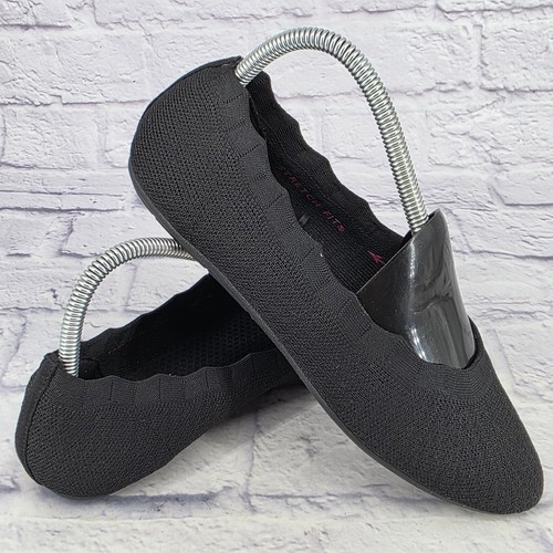 Skechers Cleo Sport What a Flex Women Sz 8 Black Knit Fabric Ballet ...