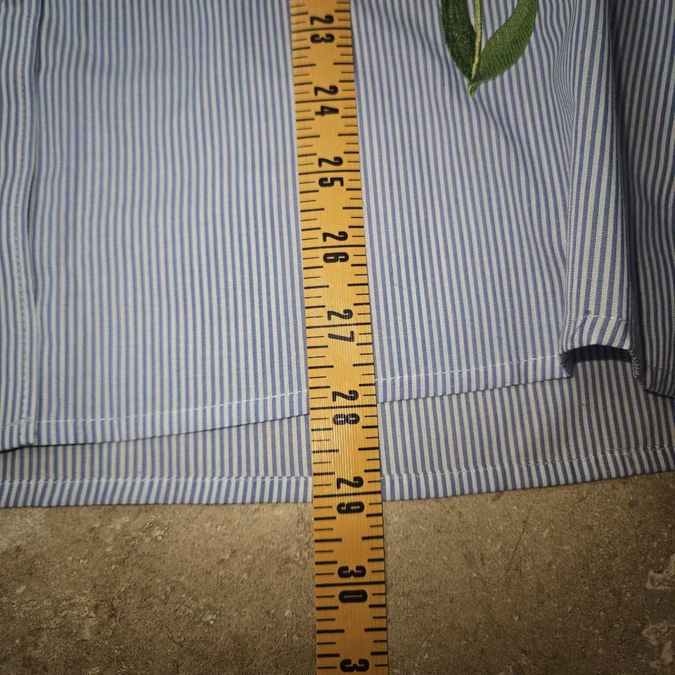 Quacker Factory Shirt Women M Pinstripe Embroidered Tulip Butterfly ...