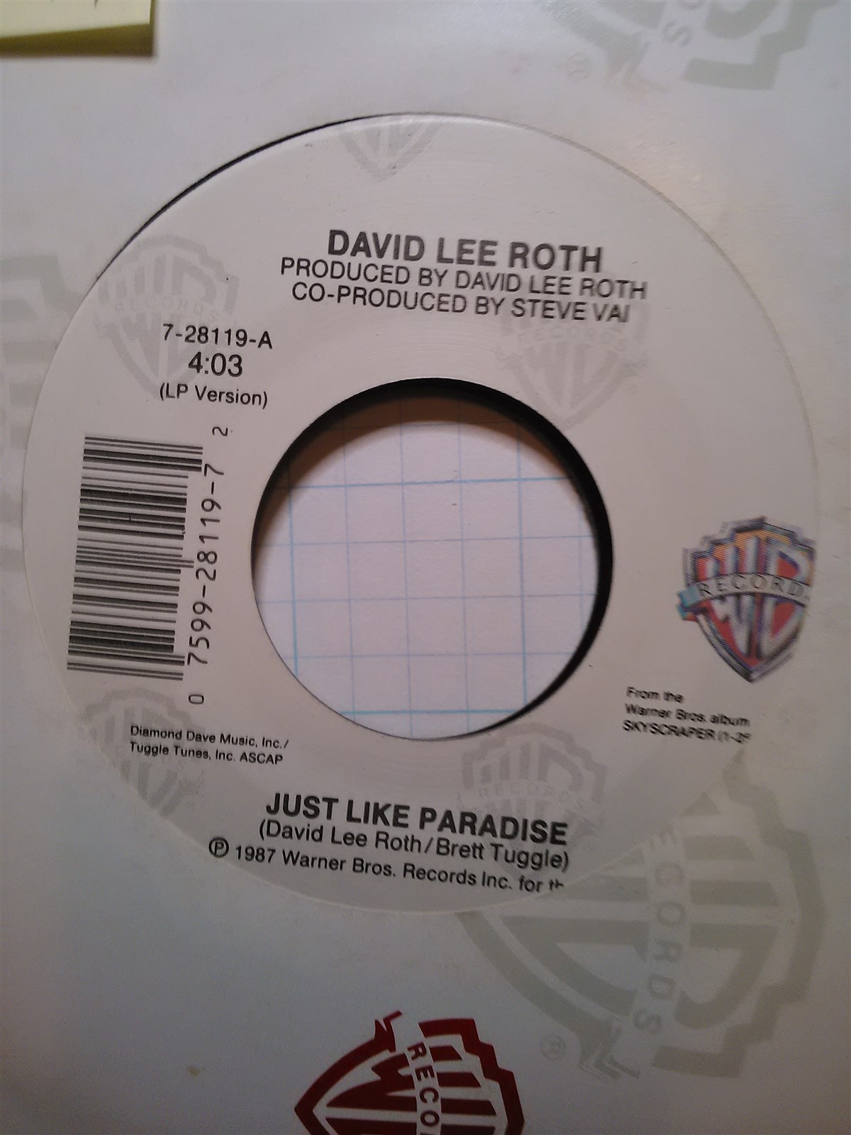 David Lee Roth, Just Like Paradise ~ 1987 WB 45 +sleeve | eBay