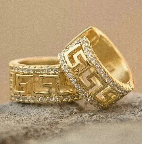 Men's 0.30Ct Round Lab-Created Diamond Huggie Hoop Earrings 14K Yellow ...