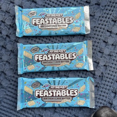 3 Pack MrBeast Feastables Birthday Cake Batter NEW Sealed Limited ...