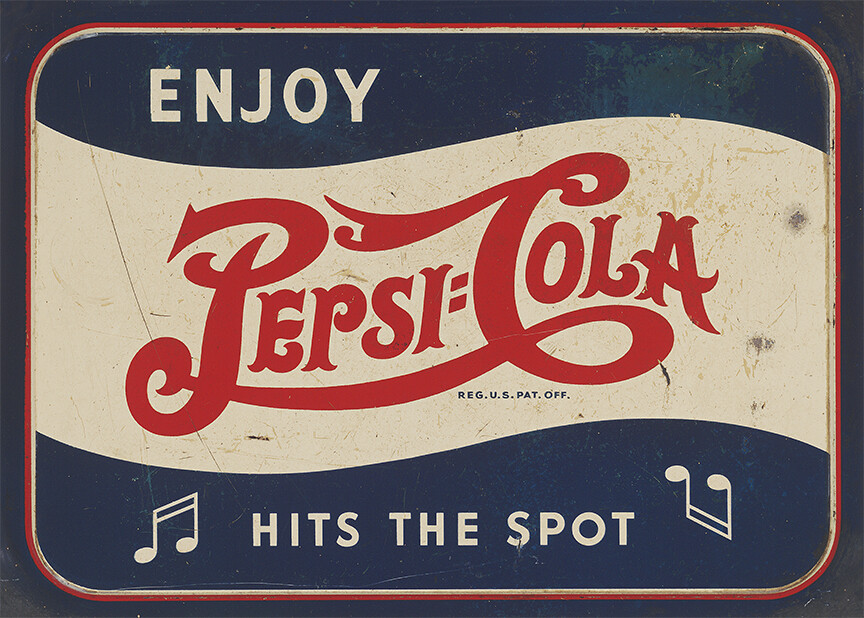 PEPSI-COLA "HITS THE SPOT" ADVERTISING METAL SIGN | eBay
