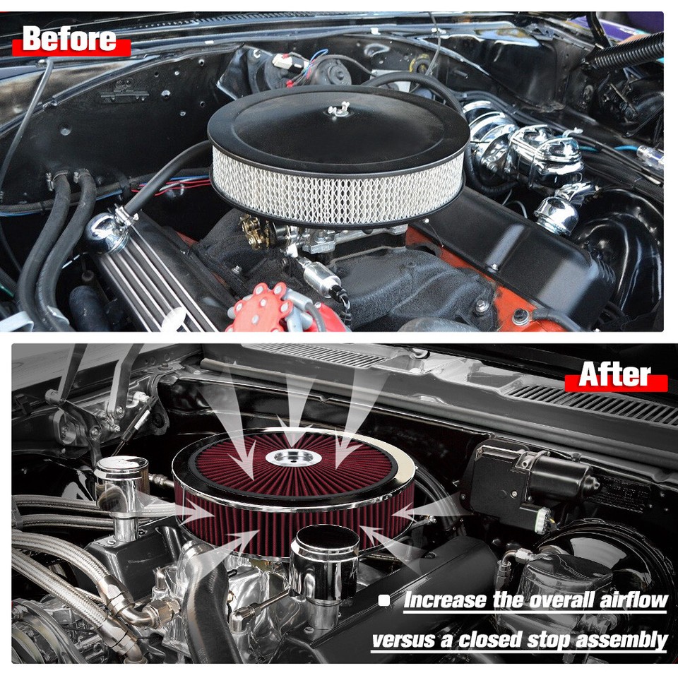 Round For Chevrolet GMC Ford 14" Air Cleaner Set Super Flow Low Profile ...