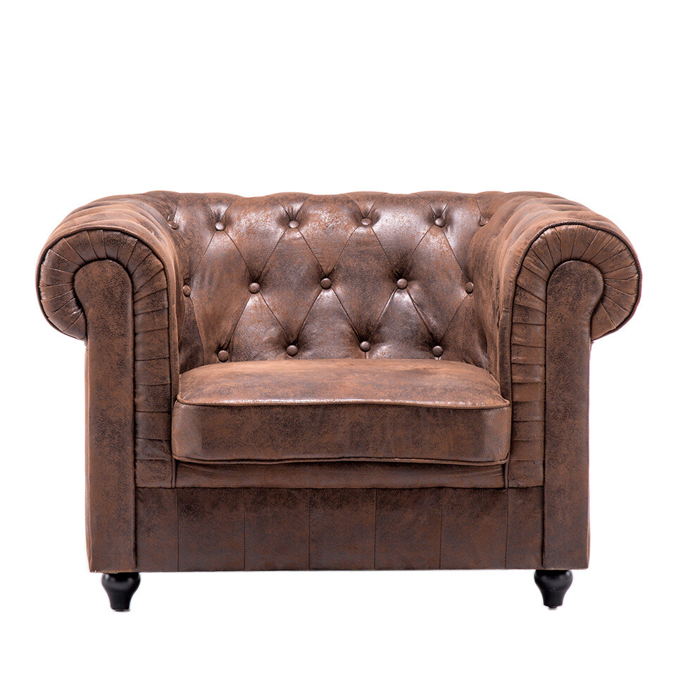 CHESTERFIELD Sofa Armchair Club Large Chair Button in Antique Brown ...
