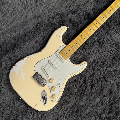 Relic ST Electric Guitar Cream Yellow Color Alder Body Scalloped ...