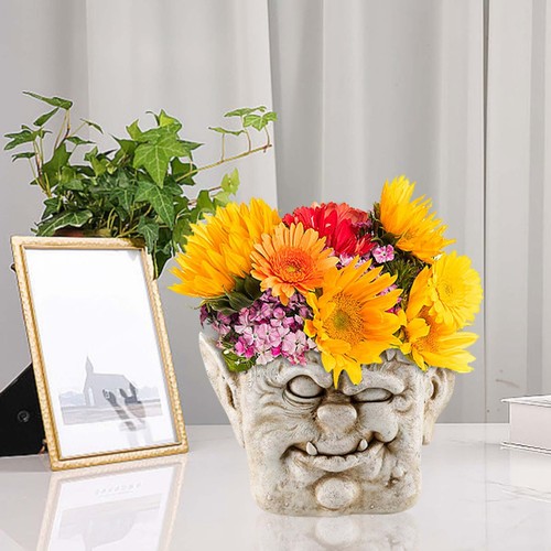 Funny Resin Flower Pot Clown Head Succulent Vase Desktop Decoration ...