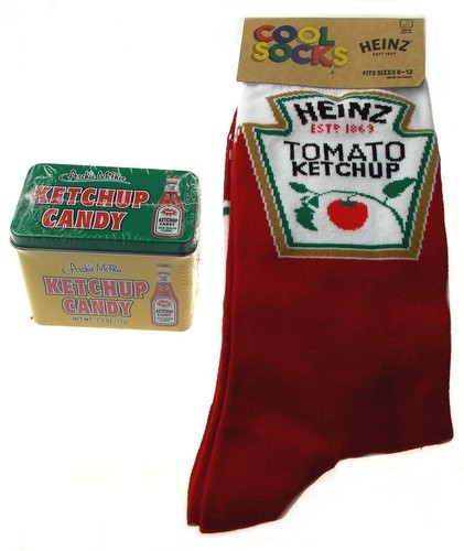 Heinz Tomato Ketchup Bottle Socks Fun Candy Novelty Gag Gift Set Tin ...