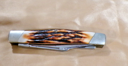 Vintage Camillus Stockman Pocket Knife USA 3 Blade Folding Bone Handle ...