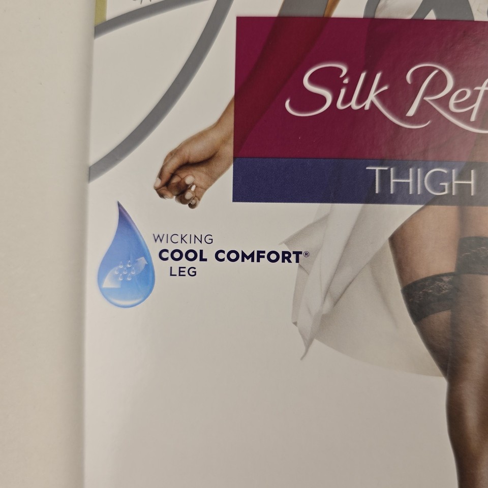 Silk Reflections Lace Top Thigh Highs Womens Hanes Stockings Sz CD ...