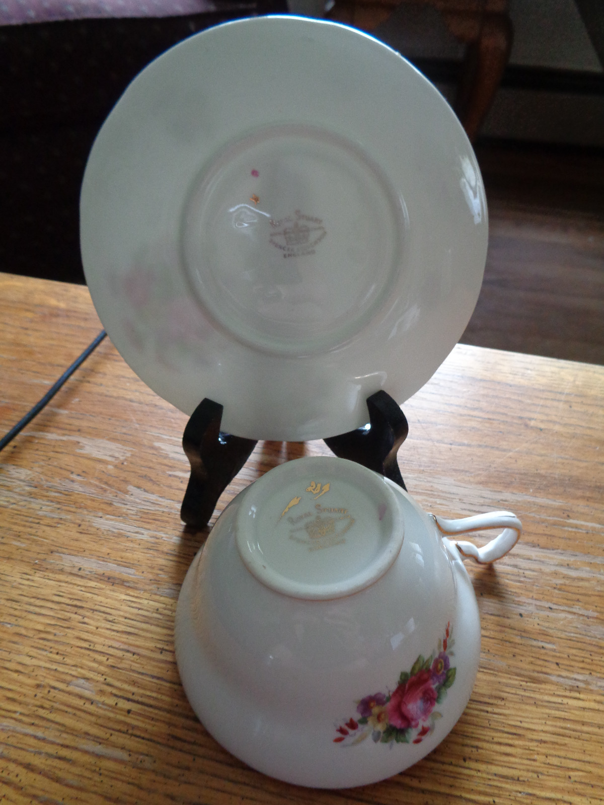 ROYAL STUART SPENCER STEVENSON BONE CHINA ENGLAND CUP & SAUCER FLORAL ...