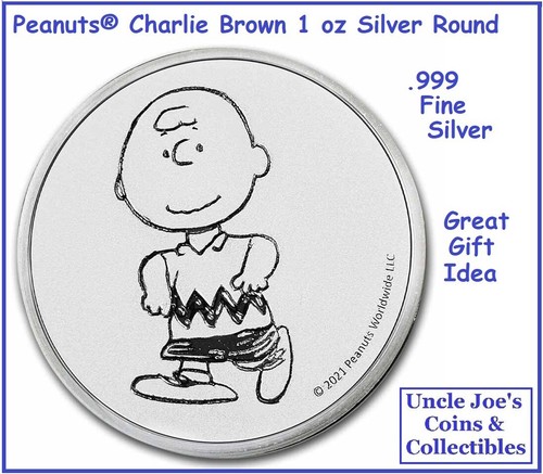 Peanuts® Charlie Brown 1 oz .999 Fine Silver Round Sealed Brilliant ...