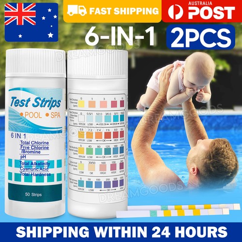 6in1 Swimming Pool Test Kit Chlorine Dip Test Strips Tub SPA PH VH ...